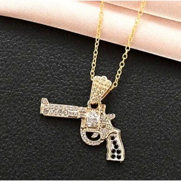 Unbranded | Accessories | Iced Gold Pistol Hand Gun Clear Black ...